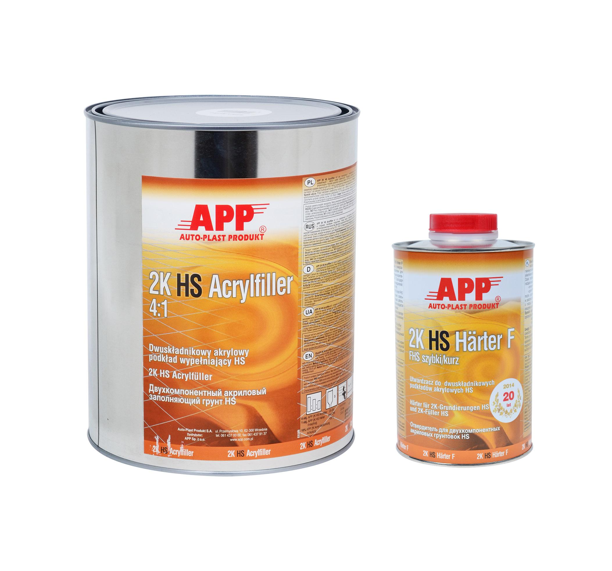 APP 2K Acryl füller fehér + edző 4:1 1L + 0,25 L